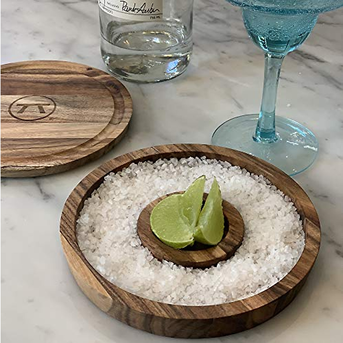 Outset Acacia Wood Cocktail Rimmer, 6.25" Diameter