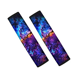 GIFTPUZZ Blue Galaxy Nebula Design Car Accessories Seat Belt Covers 2 Pack Universal Fit Travel Comfort Shoulder Protector Cushion Cover Backpack Shoulder Strap Pads Universal Fit for Men,Womne,Kids