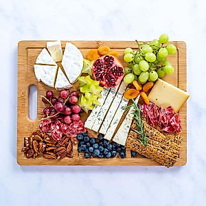 Wood Cutting Board for Kitchen 17x12" – Extra Large Bamboo Cutting Board with Juice Groove, Butcher Block, Wooden Chopping Board, Serving Tray – BlauKe®