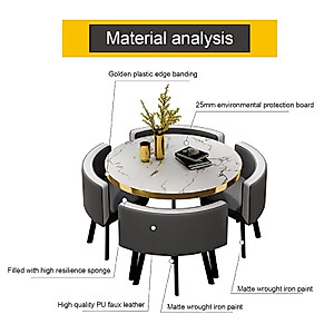 Office Reception Room Club Table and Chair Set Reception Table and Chair Combination Negotiation Table Office Shops Meetings Small Round Tables Office Conference Desk PU Faux Leather Chairs ( Color :