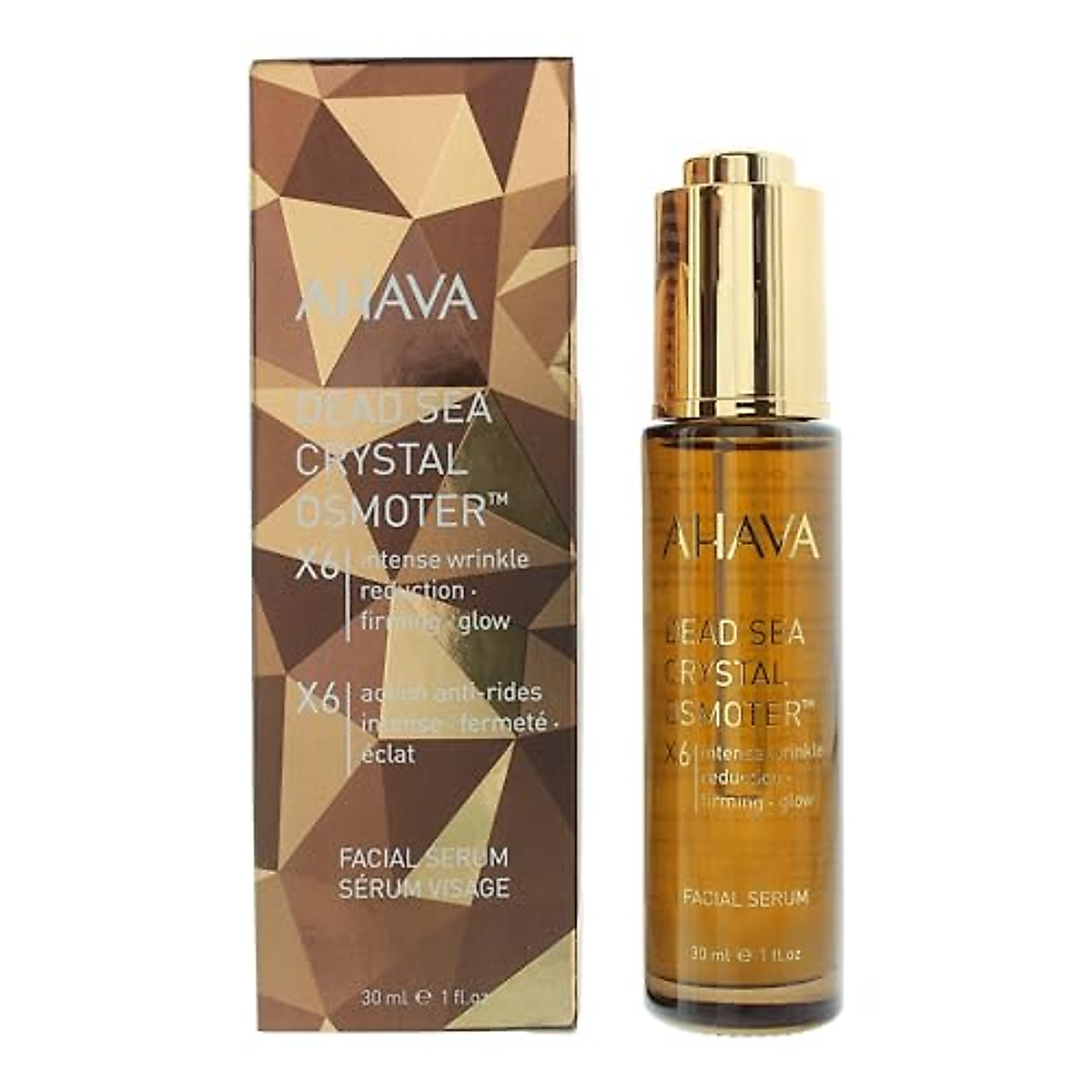 AHAVA Crystal Osmoter X6 Serum - Revolutionary Youth Booster & Intense Wrinkle Reduction, Enhances Youthful Glow & Firming, Enriched with Exclusive Blend of Dead Sea Osmoter & Jojoba Oil, 1 Fl.Oz