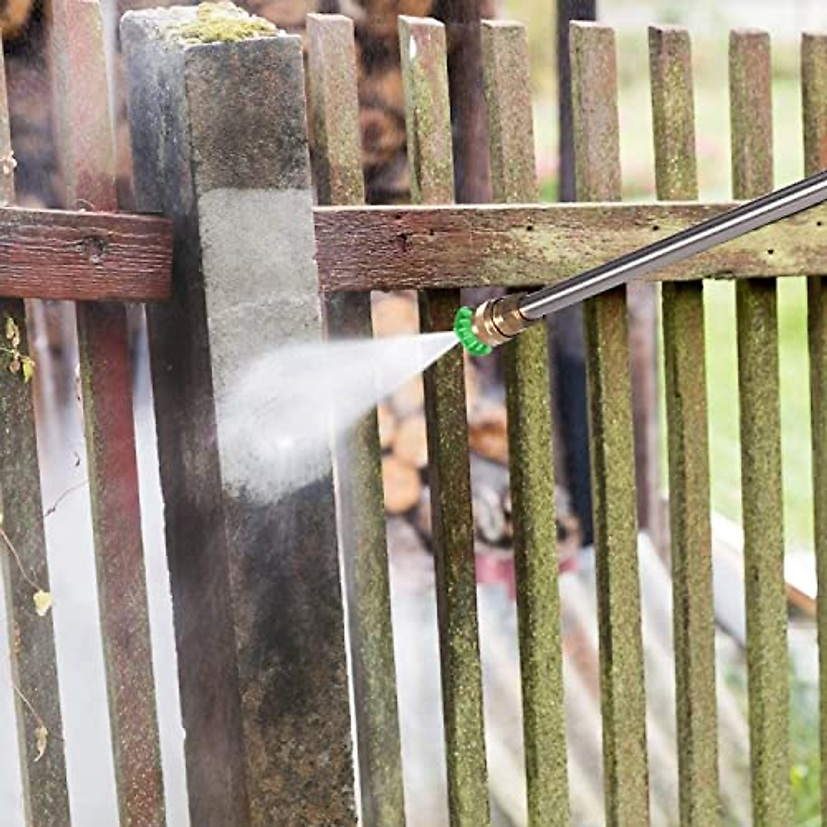 Suyncll Electric Pressure Washer - 2.2GPM Power Washers Electric Powered with 360° Spinner Wheel, 5 Quick Connect Nozzles, 500ML Foam Cannon, Total Stop System Cleans Cars/Fences/Patios, 1800W(Green)