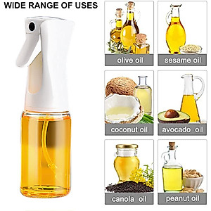 200ml Glass Olive Oil Sprayer Mister, Oil Spray Bottle for Cooking, Salad Dressings, Baking, Frying and More, Chefs No. 1 Kitchen Small Appliances, Small glass Bottles Handy for Women (White - Glass)