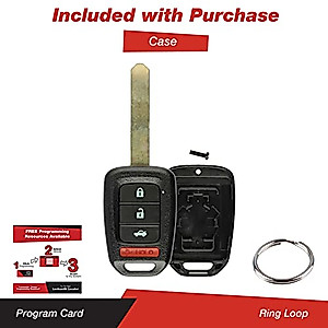 KeylessOption Keyless Entry Remote Uncut Key Case Fob Shell Cover Replacement