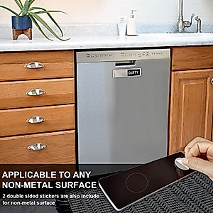 Dishwasher Magnet Clean Dirty Sign, Non-Scratching/Super Strong Soft Magnet with Double-Sided Adhesives/Easy to Read & Slide for Kitchen/Dishwasher/Fridge/Laundry/Washing Machine (Silver & White)
