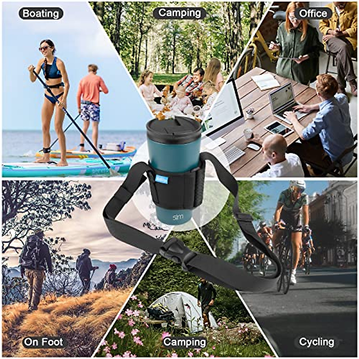 Xxerciz Tumbler Carrier Holder Water Bottle Carrier with Shoulder Strap, Fit for Simple Modern, Yeti, Rtic, Hydro Flask Tumbler Drink Carrier with Carrying Handle Water Bottle Holder for Walking
