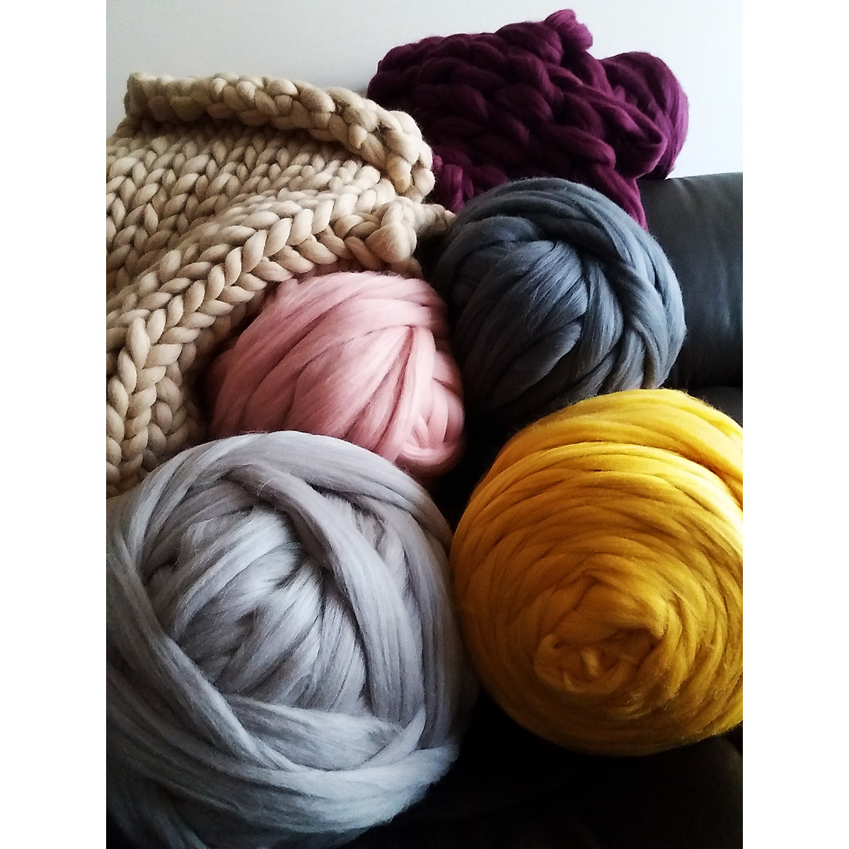 Merino wool yarn - chunky blanket - throw - quilt - yarn for blanket - giant yarn - giant loop - arm knit - wool top roving spinning - mother's day - eastern - cheap - giant knitting - wall hanging