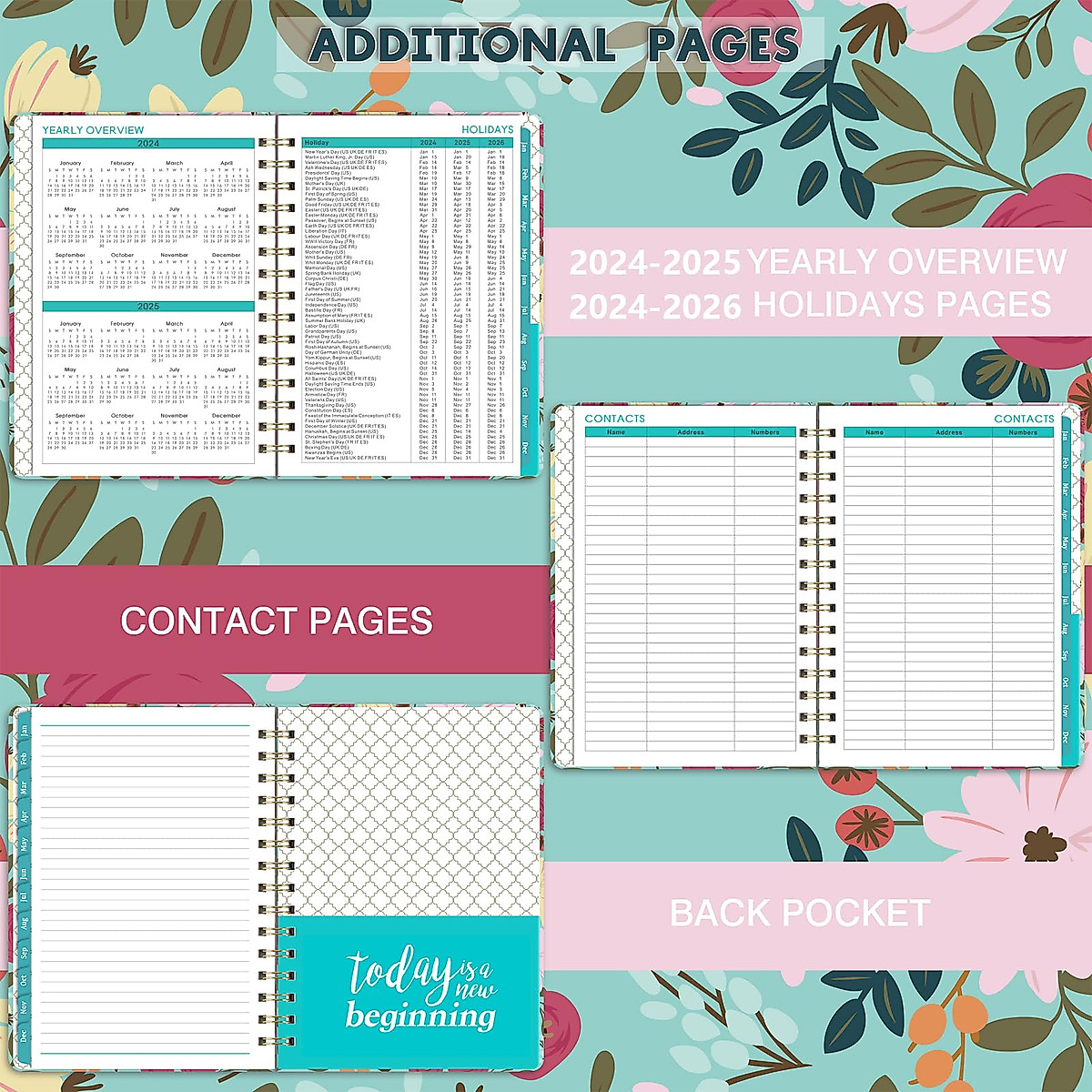 2023 Planner – Weekly ＆ Monthly Planner 2023, Jan 2023 – Dec 2023, 6.4" x 8.5" with 12 Monthly Tabs, Flexible Hardcover, Thick Paper, Inspirational Quotes, Strong Spirals Wirebound Organizer
