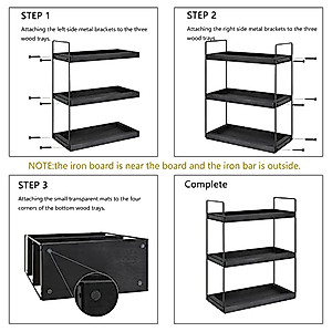 3 Tier Bathroom Counter Organizer, Wood Bathroom Organizer Countertop Storage Shelf, Bathroom Trays for Counter, Standing Rack Skincare Organizer Cosmetic Holder, Kitchen Spice Rack Bathroom Decor