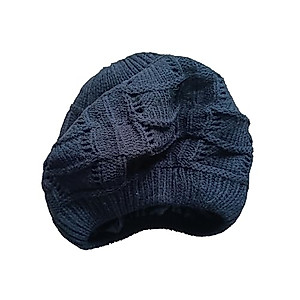 Hysunland Black Satin Lined Hats for Women Ladies Winter Spring Knit Beret