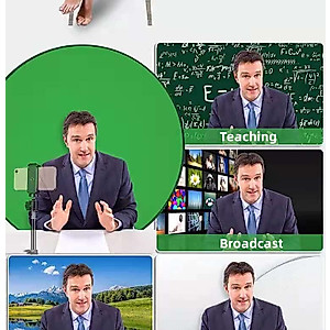 Portable Green Screen Backdrop, Collapsible Webcam Background, Green Screen Chroma Key for Video Chats, Zoom, Online Video Meeting, Photo with with Storage Bag (43.3×43.3inch（Circle）)