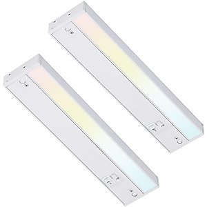 TORCHSTAR LED Under Cabinet Lighting 3CCT, 12 Inch 8W 540LM, Hardwired & Plug-in, 3 Color Selectable CRI90 120V ES ETL Listed Dimmable Under Counter Lights for Kitchen, White Aluminum Housing, 2 Pack