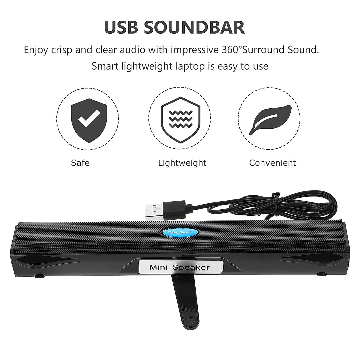UKCOCO Sound Bars for TV, Small Surround Soundbar Speakers for PC/Gaming/Projectors