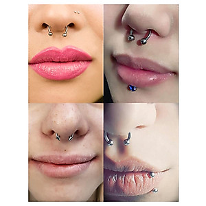 Vsnnsns 16G Surgical Steel Horseshoe Nose Septum Rings Piercing Jewelry Cartilage Helix Tragus Earring Studs Hoop Lip Horseshoe Ring Piercing Jewelry Retainer for Women Men 8mm 48pcs