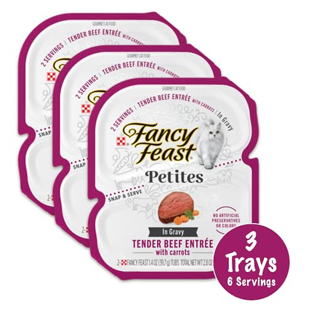 Fancy Feast Petites Wet Cat Food Variety 5 Flavor Pack (30 Servings) - Bundled with Writing Cat Pen (in Gravy)