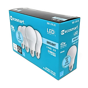 EcoSmart 40W Equivalent Daylight A19 Energy Star + Dimmable LED Light Bulb (4-Pack)