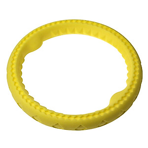 Fluffy Paws Dog Chewing Ring - Soft Rubber Ring Dental Chewing Teething Biting Chasing Training Toy for Small and Medium Dog Puppy - 10", Yellow