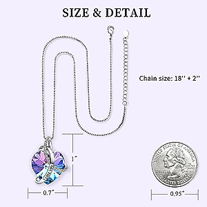 EleShow Sterling Silver Moissanite Necklace for Women, Dainty Circle Necklace, Mothers Day Gifts for Women Mom Wife (Purple)