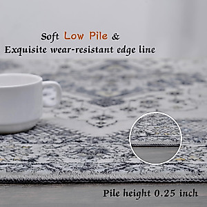 Wasbable Area Rug 5x7 Bedroom - Living Room Stain Resistant Thin Rugs with Rubber Backing - Large Grey Indoor Floor Carpet for Dining Room Office，Grey/Cream