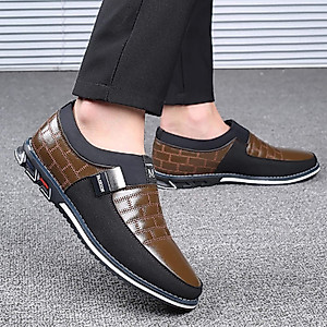 COSIDRAM Men Casual Shoes Sneakers Loafers Walking Shoes Lightweight Driving Business Office Slip on Brown 9.5