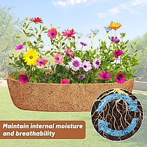 JISON21 Coconut Fiber Planter Liner, 3PCS 30 Inch Natural Coco Liners for Deck Hanging Planter Window Box Liners Half Moon Shape Replacement for Flower Pots Horse Trough Hanging Basket Vegetables Pot