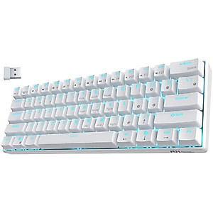 RK ROYAL KLUDGE RK61 Wireless 60% Triple Mode BT5.0/2.4G/USB-C Mechanical Keyboard, 61 Keys Bluetooth Mechanical Keyboard, Compact Gaming Keyboard with Software (Hot Swappable Blue Switch, White)