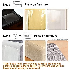 Cat Scratch Furniture Protector, 8 - Pack Cat Scratch Deterrent for Furniture, Couch Protector from Cat Claws, Anti Cat Scratch Protector, Twist Pins (Included)