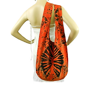 BTP! Tie Dye Sling Crossbody Shoulder Bag Purse Cotton Bohemian - Red Firework VJ5
