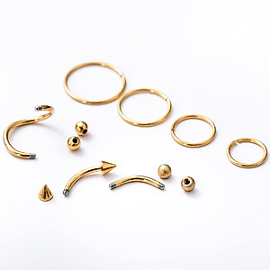 REVOLIA 32Pcs Stainless Steel Cartilage Stud Earrings for Women Conch Helix Tragus Daith Conch Hoop Earing Piercing Jewelry Set Gold