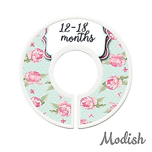 Modish Labels Baby Clothes Size Dividers, Baby Closet Organizers, Size Dividers, Baby Closet Organizers, Closet Dividers, Clothes Organizer, Nursery Décor, Girl, Flowers, Shabby Chic (Baby)