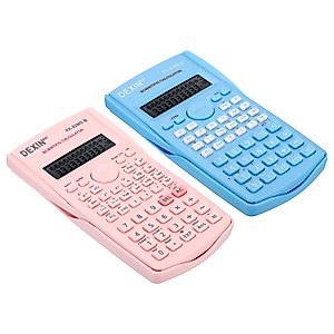 PATIKIL Scientific Calculator, 1Set 2-Line Standard Engineering Calculator 12 Digit LCD Display Math Calculator for Office Business Study, Pink/Blue