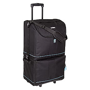 ArtBin 6922SP Tote Express Rolling Portable Art Craft & Sewing Storage Organizer Bag with Wheels-Fits Sewing Machine, 0, Black/Aqua