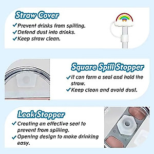 6PCS for Stanley Cup Accessory, Silicone Spill Proof Stopper Set for Stanley 40 oz Tumbler with Handle 30 oz Including H2.0, 3 Straw Covers, 1 Spill Stopper, 1 Leak Stopper and 1 Cup Boot