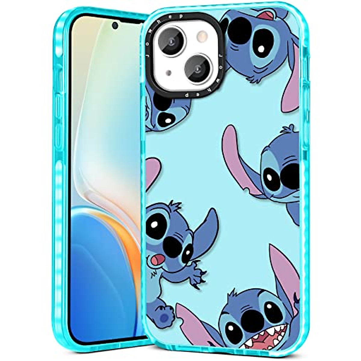 Jowhep Stitc for iPhone 13 6.1”Case Cute Cartoon Character Girly for Girls Kids Teens Phone Cases Cover Fun Unique Kawaii Cool Shockproof Soft TPU Bumper Protective Case for iPhone 13 6.1 Inches