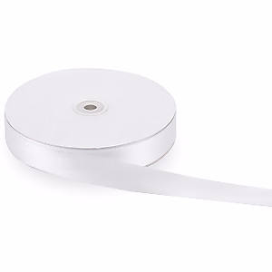 KSRIGHT 7/8 inch Double Faced White Satin Ribbon 25 Yards for Gift Wrapping,Wedding Decoration, Bows Making, Sewing, DIY Crafts