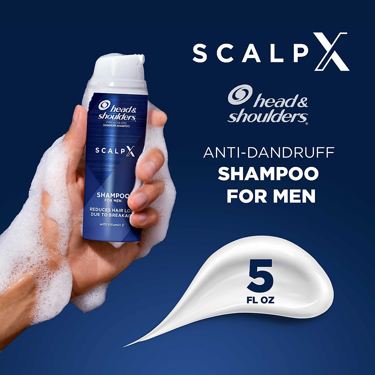 Head & Shoulders Scalp X Anti Dandruff Shampoo for Men, 5 Fl Oz Hair Treatment Reduces and Prevents Hair Loss Due to Breakage and Provides Itchy Scalp Relief