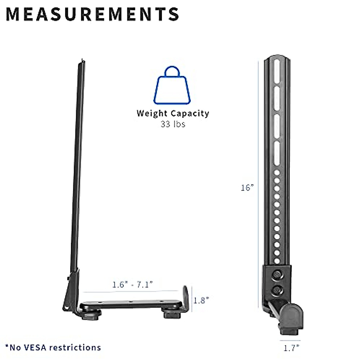 VIVO Steel Soundbar Bracket Speaker Mount with Non-Slip Base, Above or Below Wall Mounted TV, Fits Most VESA Patterns, 33 lbs Capacity, Mount-SPSB5