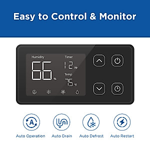 145 Pints Commercial Dehumidifier for Crawl Space, Energy Star Certified Dehumidifier with Drain Hose Compact for Large Basement Industrial Water Damage
