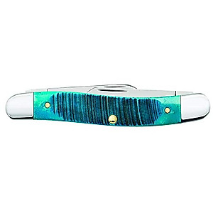 Case WR XX Pocket Knife Medium Stockman Caribbean Blue Jig Bone Item #25597 - (6318 SS) - Length Closed: 3 5/8 Inches