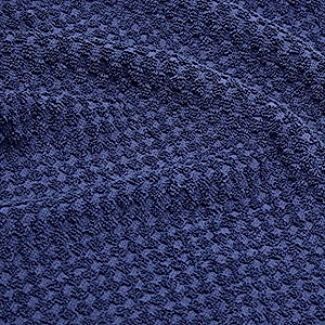 Amazon Basics 100% Cotton, Soft & Absorbent, Popcorn Texture Terry Kitchen Dish Towels, 28"L x 16"W, Navy Stripe, Pack of 4