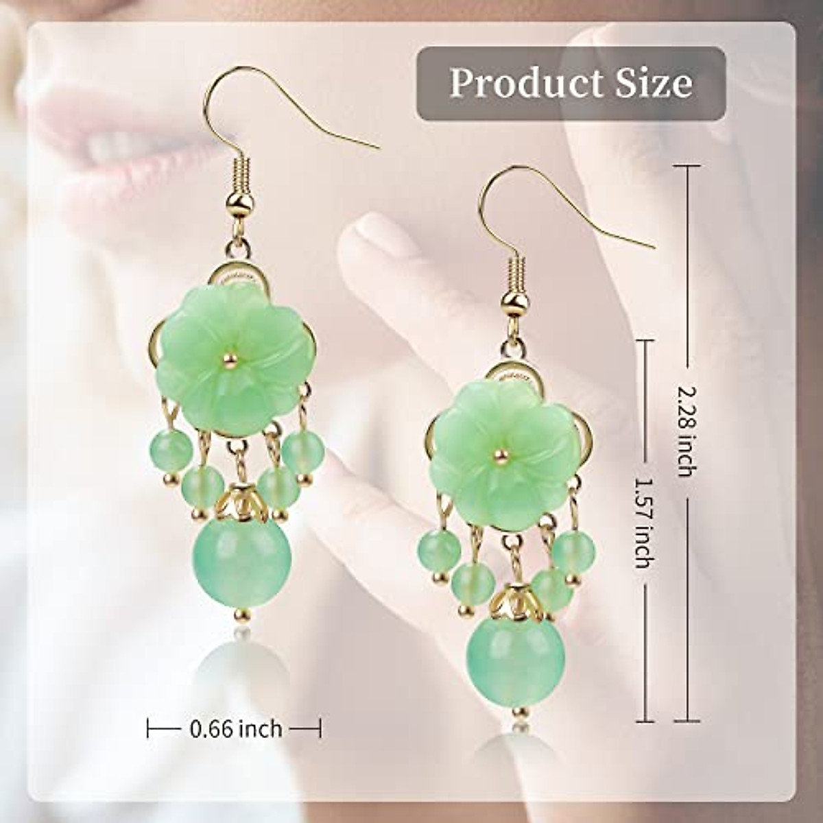 HL1971 14K Natural Green Western Stud Gold Jewelry Jade Women for Earrings