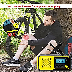 Emergency Hand Crank Weather Solar Radio, radios Portable Power Bank 4000mAh Hand Crank AM FM/NOAA Radio with LED Flashlights Reading Lamp Cellphone Charger SOS Alarm for Camping Home Outdoor