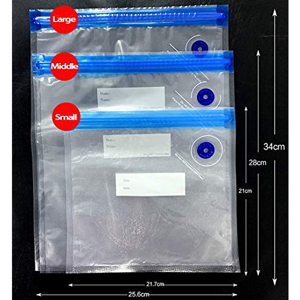 Daarcin Sous Vide Bags 3 Size Mixed 18pcs BPA Free Reusable Vacuum Sealer Bags Keep Food Flash with 2 Sealing Clips (18pcs Mixed no Pumb)