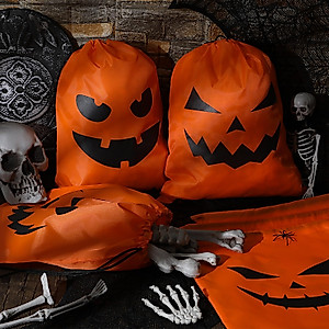 Sweetude 24 Pcs Halloween Drawstring Bags Large Backpack 16.1 x 12.6 Inch Candy Goodie Bags for Party Gift Supplies (Orange)