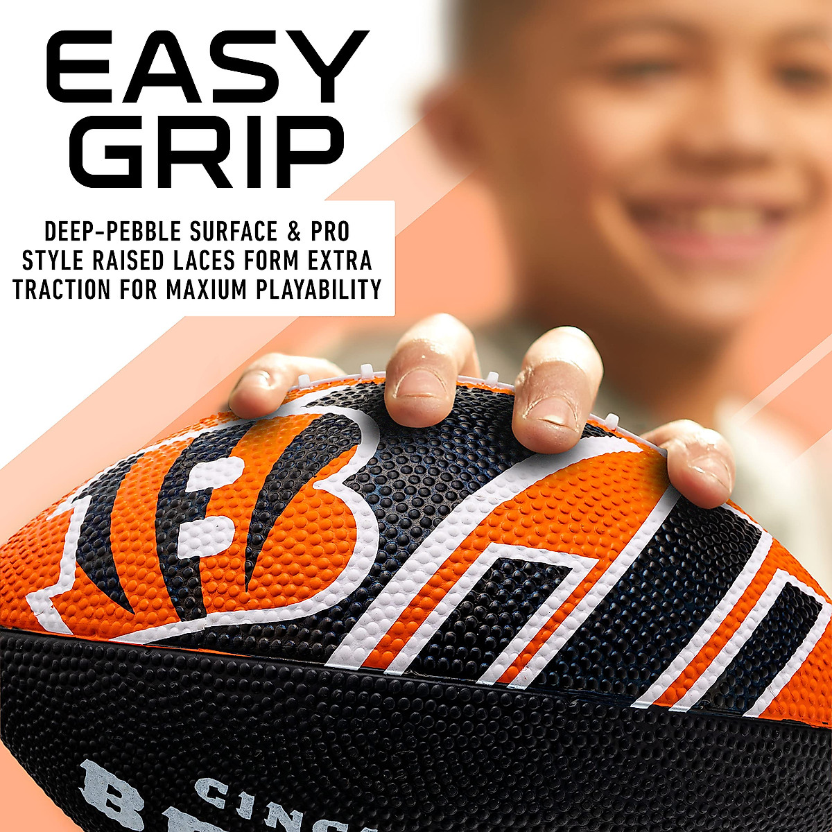 Franklin Sports NFL Cincinnati Bengals Football - Youth Football - Mini 8.5" Rubber Ball - Perfect for Kids - Team Logos and Colors