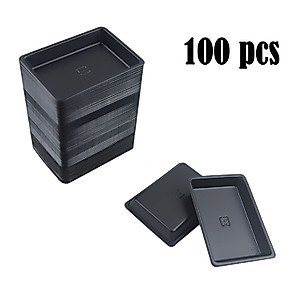 100 pcs Mini 2.95"x2.16" Dipping Sauce Dishes, Plastic Disposable Rectangular Black Soy Sauce Plate Set, Condiment Serving tray, Seasoning Platter, Appetizer Bowel -for Sushi Mustard Vinegar Soy BBQ
