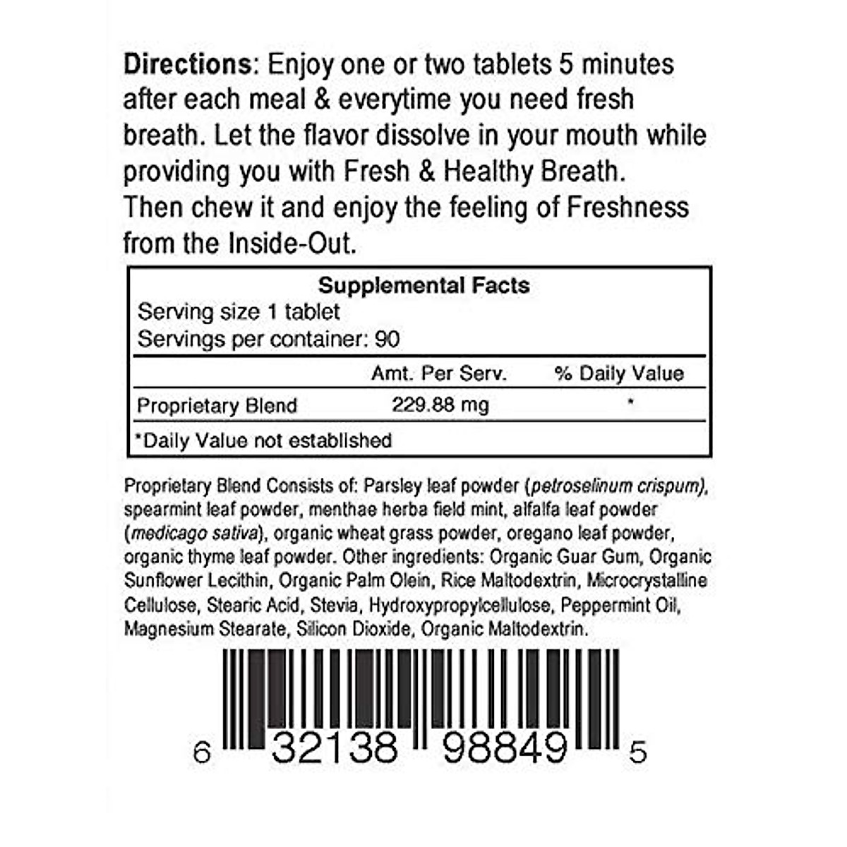 Infresh Bad Breath Cure, (NOT Candy) All Natural, Sugar Free for halitosis, Bad Breath and Body Odor Cure from The Inside Out. Herbal chewable Tablets Deliver Freshness and Help with Digestion
