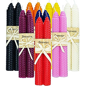 LA BELLEFÉE 16 Pcs Beeswax Candles Natural Honeycomb Candles, Handmade Beeswax Taper Candles, Non Scented Candles for Home & Church, Romantic Candlelit Dinner, 9 Inch Each