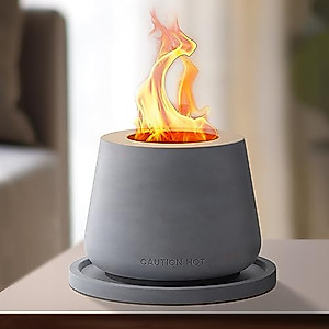 Kante Concrete Tabletop Fire Pit, Table Top Fire Pit, Tabletop Fireplace, Indoor Fire Pit, Portable Mini Table Top Fire Pit Bowl for Gift,Dark Base