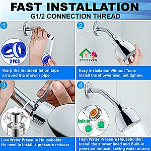 LED Shower Head, Shower Head with Lights, 7 Color Light Automatically Changing Led Rainfall Showerhead, LED Fixed Showerheads for Bathroom, High Pressure Quiet Adjustable Rain Showerhead for Kid Adult